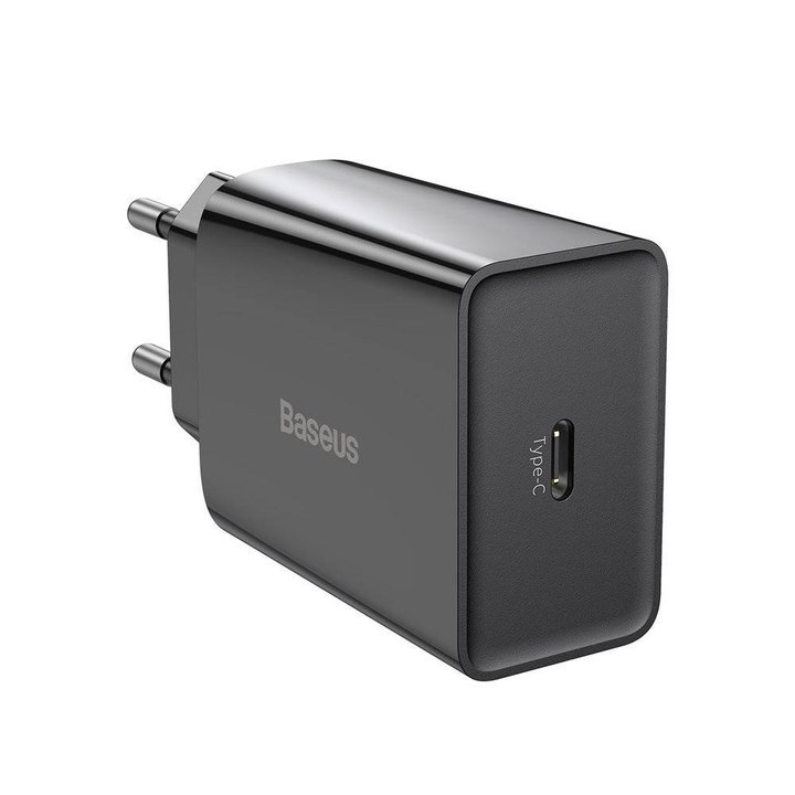 Baseus Compact 20W USB + USB-C black wall charger | PATAREID.EE